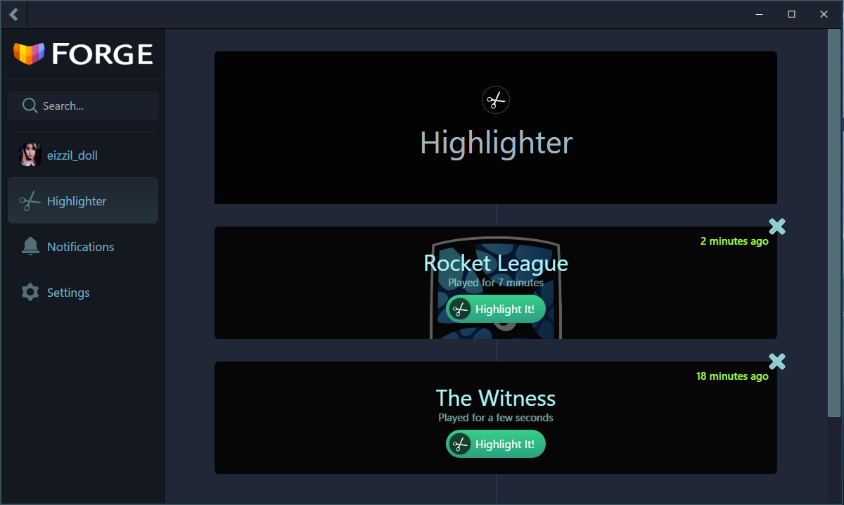 Forge app on PC lets you record and share your gameplay moments easily ...